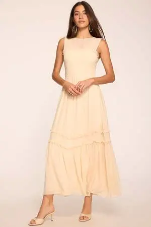 Ramy Brook Mila Smocked Midi Dress - Bone