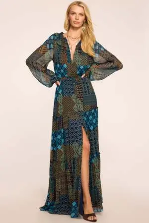 Ramy Brook Autumn Printed Long Sleeve Dress - Navy Multi