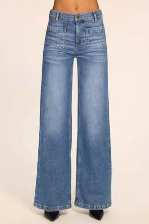 Ramy Brook Cleo Wide Leg Jean - Mid Cerulean