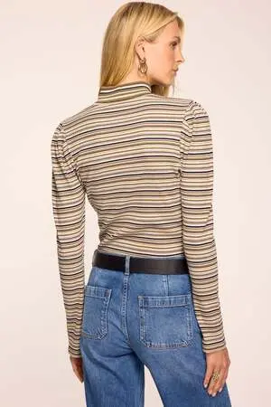Ramy Brook Yvonne Striped Knit Mock Neck Top