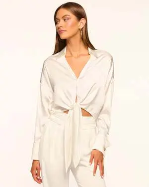 Ramy Brook Farrah Silk Tie-front Blouse - Ivory