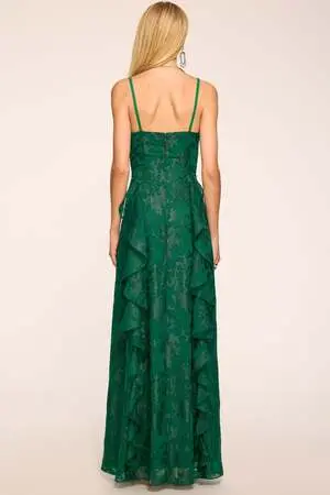 Ramy Brook Penelope Ruffled Jacquard Gown