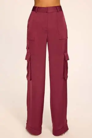 Ramy Brook Hannah Cargo Wide Leg Pants - Cranberry