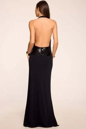 Ramy Brook Theresa Sequin Jersey Halter Gown