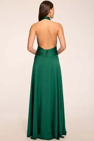 Ramy Brook Jasmine Plunging Halter Gown