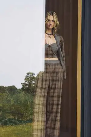 Ramy Brook Leslie Plaid Tailored Pant