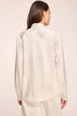 Ramy Brook Theresa Tie Neck Long Sleeve Silk Top