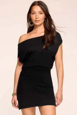Ramy Brook Chet Off-the-shoulder Sweater Mini Dress - Black