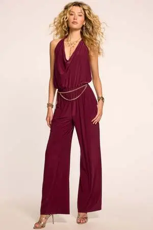 Ramy Brook Stephanie Jersey Halter Jumpsuit - Cranberry