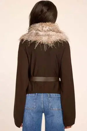 Ramy Brook Sally Designer Faux Fur Belted Vest
