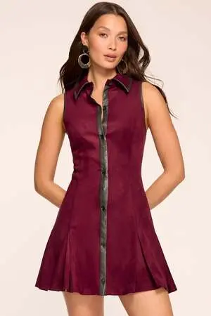 Ramy Brook Stella Pleated Mini Dress - Cranberry
