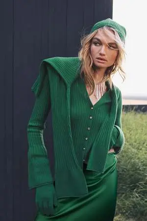 Ramy Brook Flora Cashmere Beanie - Deep Emerald