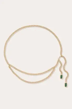 Ramy Brook Mila Gemstone Chain Belt - Malachite