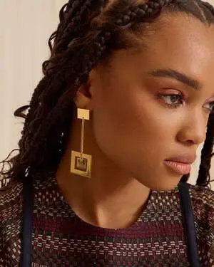 Ramy Brook Halla Geometric Square Earrings