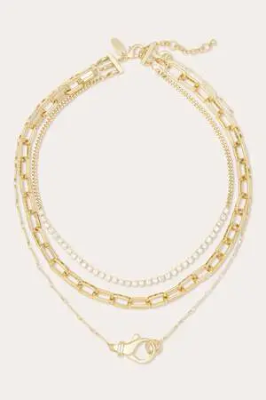 Ramy Brook Lena Strand Necklace - Clear/gold