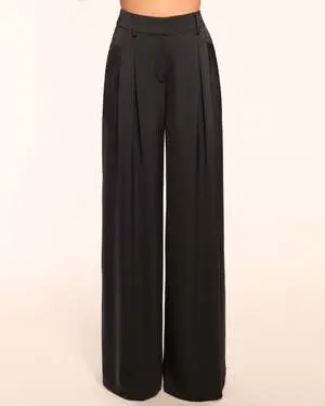 Ramy Brook Oscar Pleated Wide Leg Pant - Black