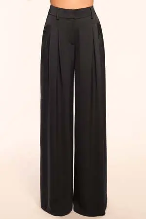 Ramy Brook Oscar Pleated Wide Leg Pant - Black