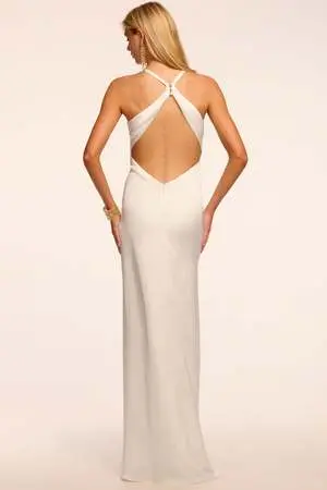 Ramy Brook Belle Plunging Open Back Gown - Ivory