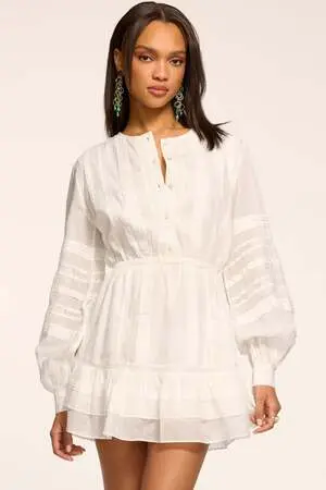 Ramy Brook Arabella Embroidered Voile Mini Dress - White