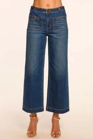 Ramy Brook Gemma Mid-rise Cropped Wide Leg Jeans