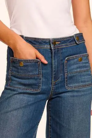 Ramy Brook Gemma Mid-rise Cropped Wide Leg Jeans