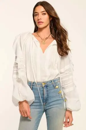 Ramy Brook Tamara Cotton Voile Long Sleeve Blouse