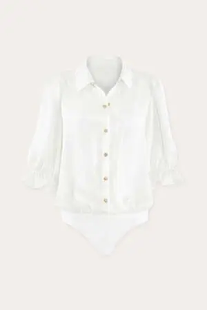 Ramy Brook Dina Button Down Bodysuit - Ivory
