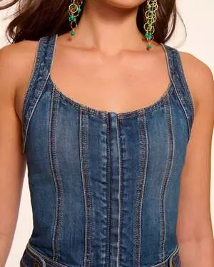 Ramy Brook Karla Scoop Neck Denim Mini Dress