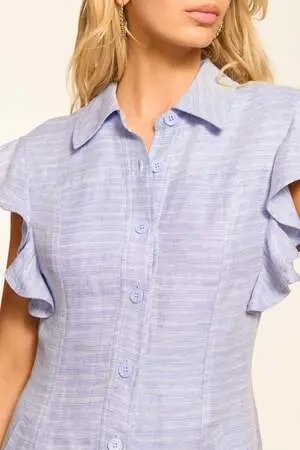 Ramy Brook Nikki Textured Linen Short Sleeve Dress