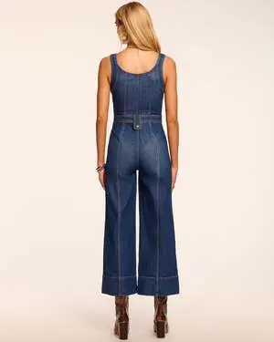 Ramy Brook Janet Cropped Wide Leg Denim Jumpsuit