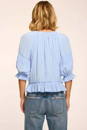 Ramy Brook Natasha Ruched Square Neck Blouse