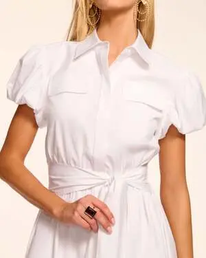 Ramy Brook Nicky Cotton Poplin Short Sleeve Mini Dress