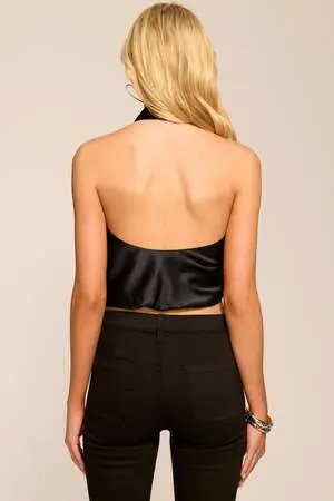 Ramy Brook Libbie Silk Cowl Neck Halter Top