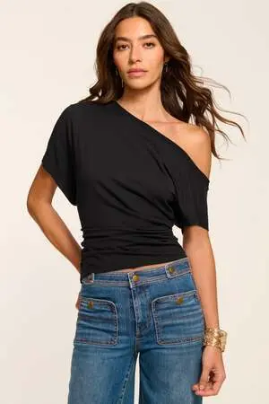 Ramy Brook Stella Knit Off-the-shoulder Tee
