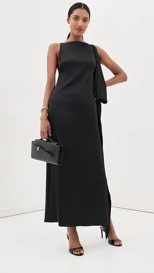 COURREGES Draped Satin Midi Dress