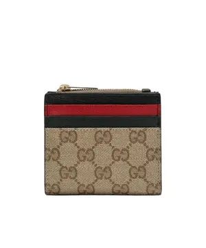 Gucci Zip Card Case With Multicolor Slots Sand/brown