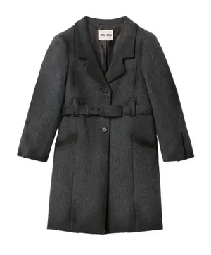Miu Miu Single-breasted Double Wool Coat - Grey