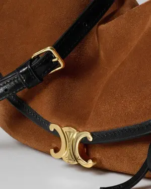 Celine Little Halfmoon Soft Triomphe In Suede Calfskin