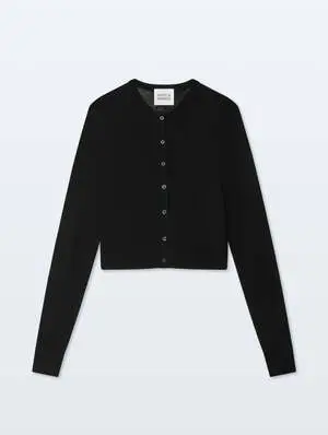 WHITE & WARREN White & Warren Superfine Cashmere Button Cardigan Sweater In Buttercream Black