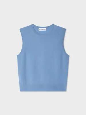 WHITE & WARREN White & Warren Cashmere Shell Tank Top In Soft Blue Soft Blue