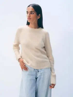 WHITE & WARREN White & Warren Cashmere Waffle Sweatshirt In Sangria Natural Heather