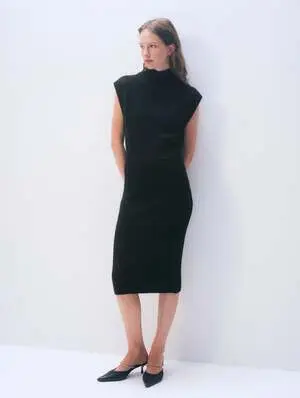 WHITE & WARREN White & Warren Cashmere Sleeveless Dress In Black Black