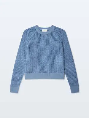WHITE & WARREN White & Warren Cashmere Mesh Sweatshirt In Soft Blue Soft Blue
