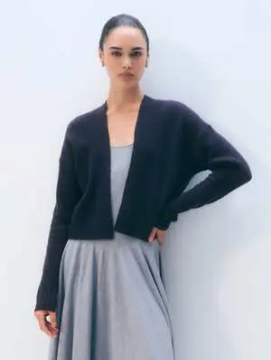 WHITE & WARREN White & Warren Cashmere Open Front Cardigan Sweater In Deep Navy Blue Deep Navy Blue