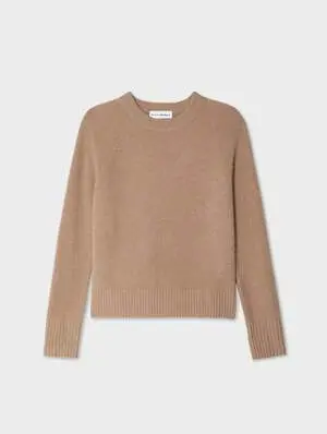 WHITE & WARREN White & Warren Cashmere Classic Waffle Sweatshirt In Soft White In Soft White True Camel
