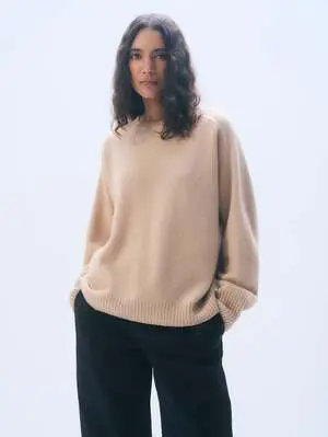 WHITE & WARREN Cashmere Saddle Sleeve Crewneck Top In Size - Muted Camel