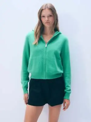 WHITE & WARREN Cashmere Varsity Hoodie - Green