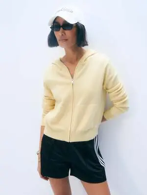 WHITE & WARREN Cashmere Blend Varsity Hoodie - Lemonade