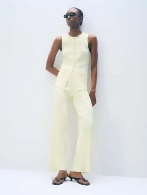 WHITE & WARREN Superfine Viscose Palazoo Pants In Size - Frosted Lemon