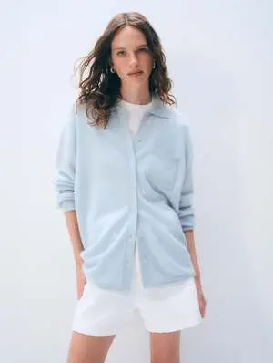 WHITE & WARREN Cashmere Button Down Sweater In Size - Blue